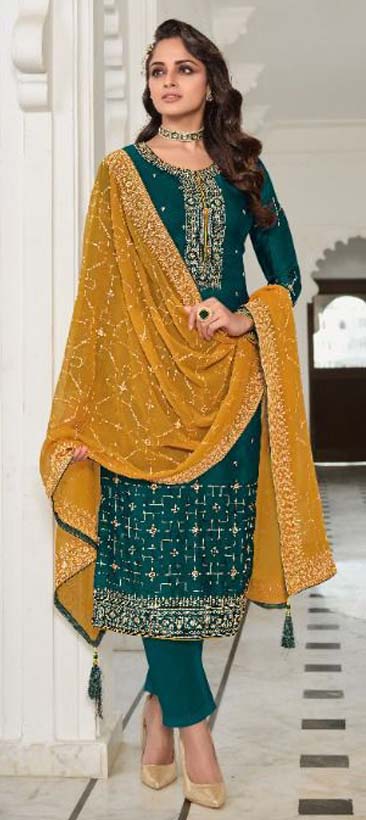 Festive, Party Wear Blue color Faux Georgette fabric Salwar Kameez ...