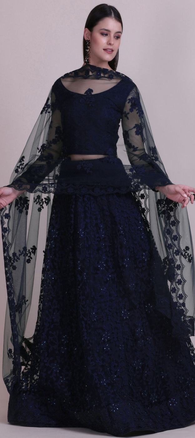 Designer, Party Wear Blue color Net fabric Lehenga : 1829235