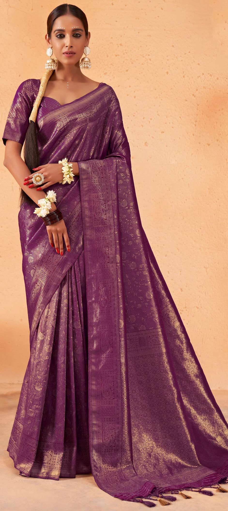 Traditional, Wedding Purple and Violet color Kanjeevaram Silk, Silk ...