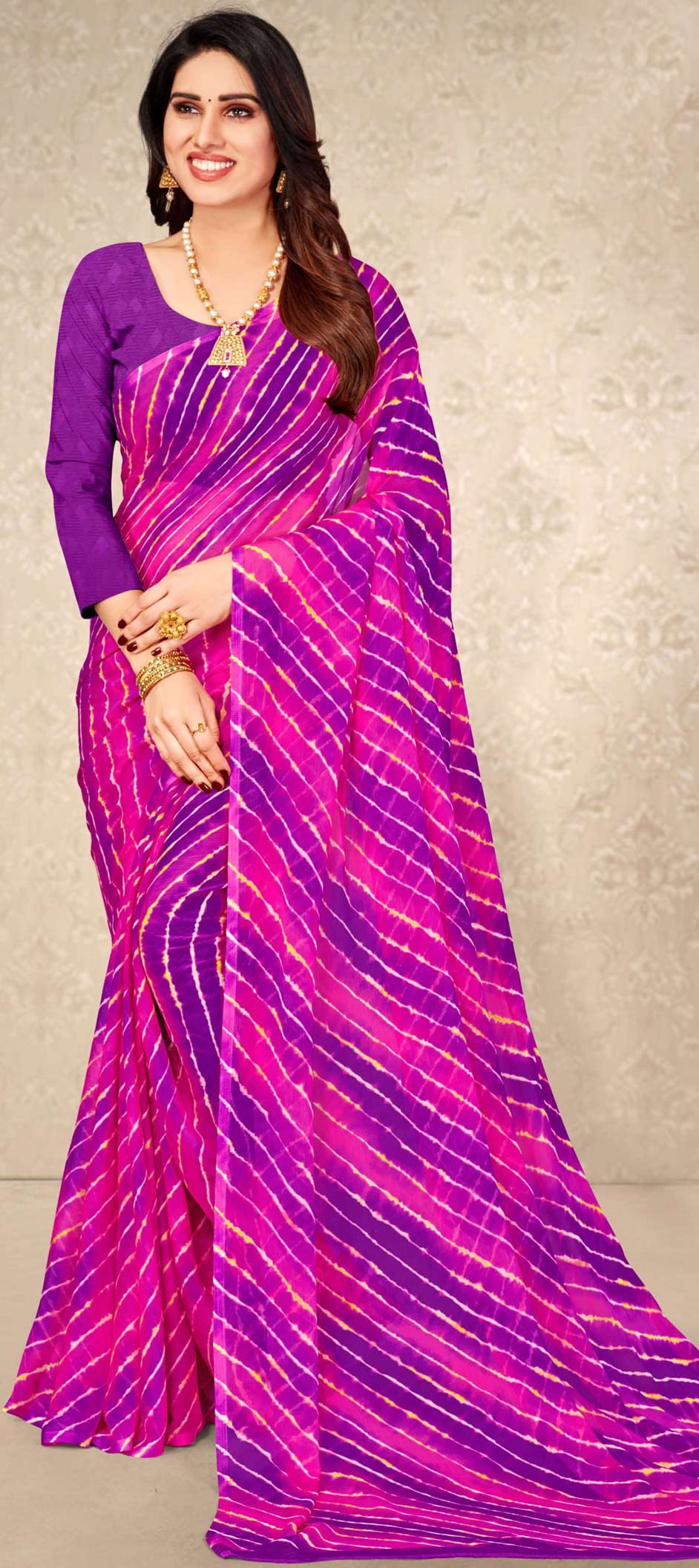 Casual, Festive Multicolor color Chiffon fabric Saree : 1837041