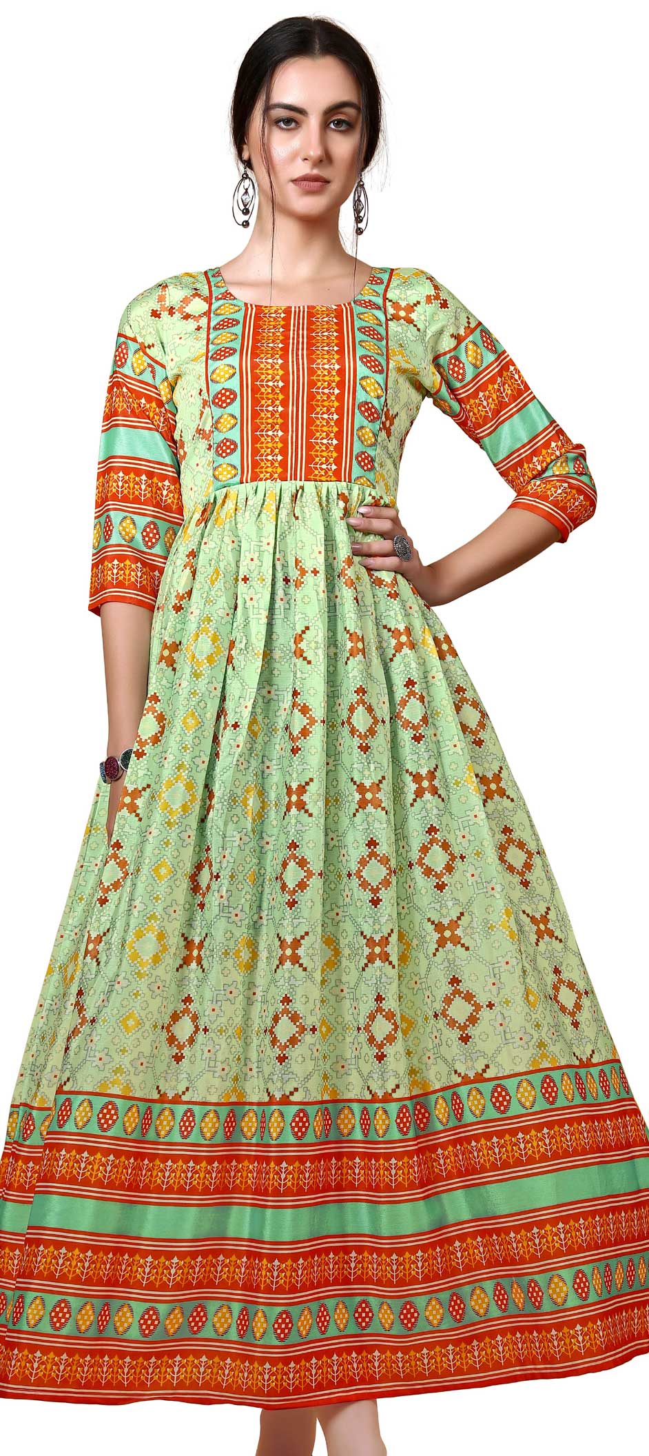 Casual Green color Chiffon fabric Kurti : 1837309