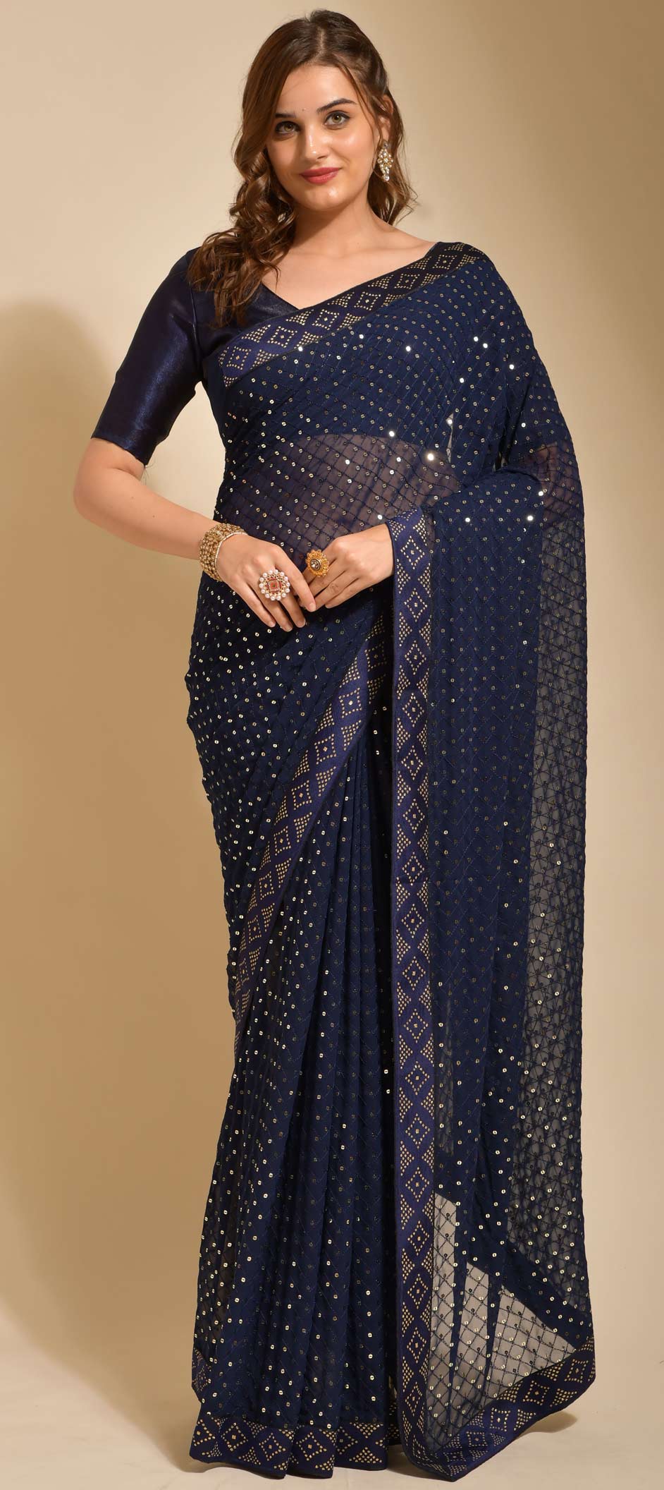 Festive, Party Wear, Reception Blue color Georgette fabric Saree : 1837413