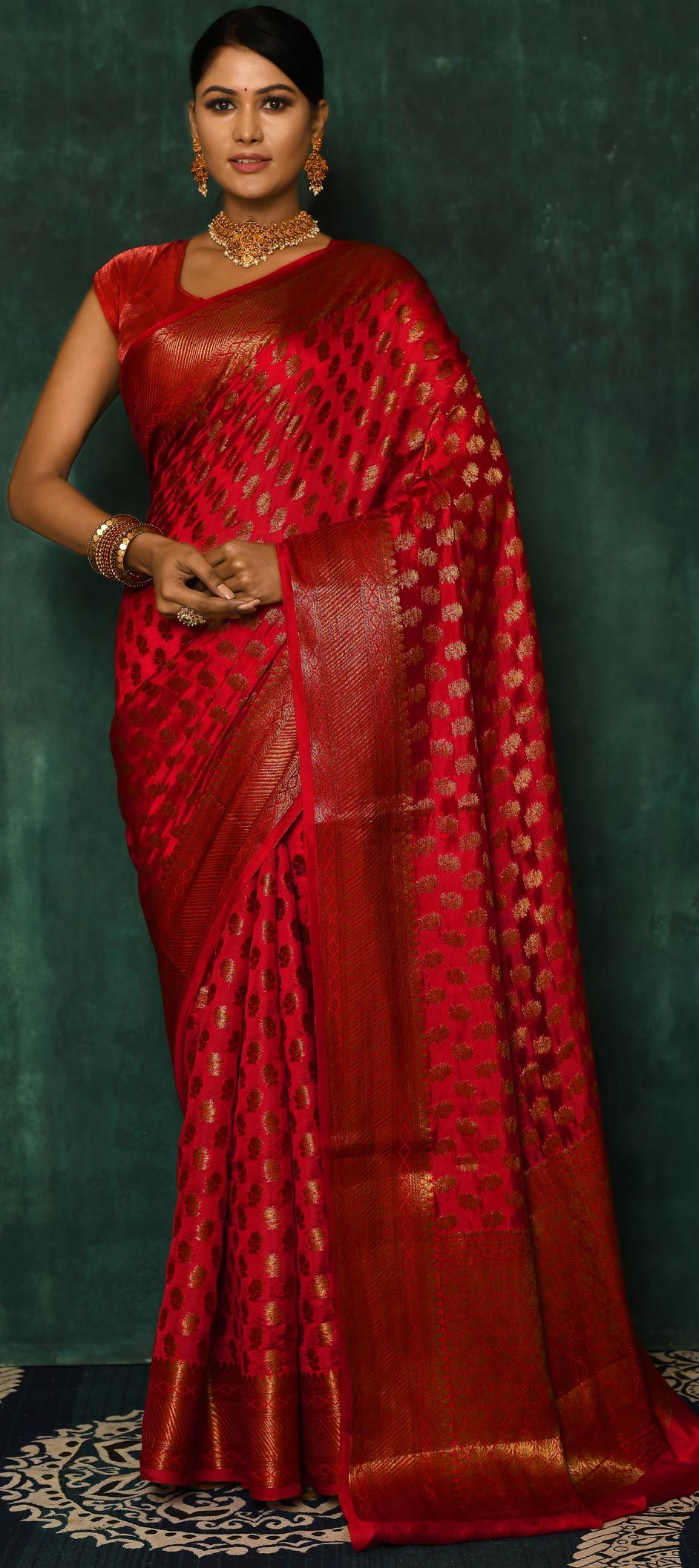 Traditional, Wedding Red and Maroon color Silk fabric Saree : 1839638