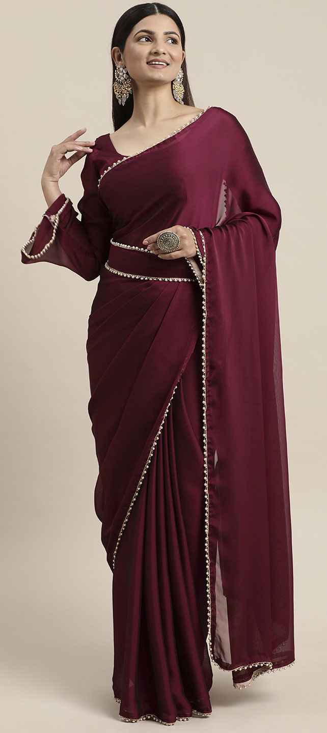 Traditional Red and Maroon color Art Silk, Silk fabric Saree : 1840699