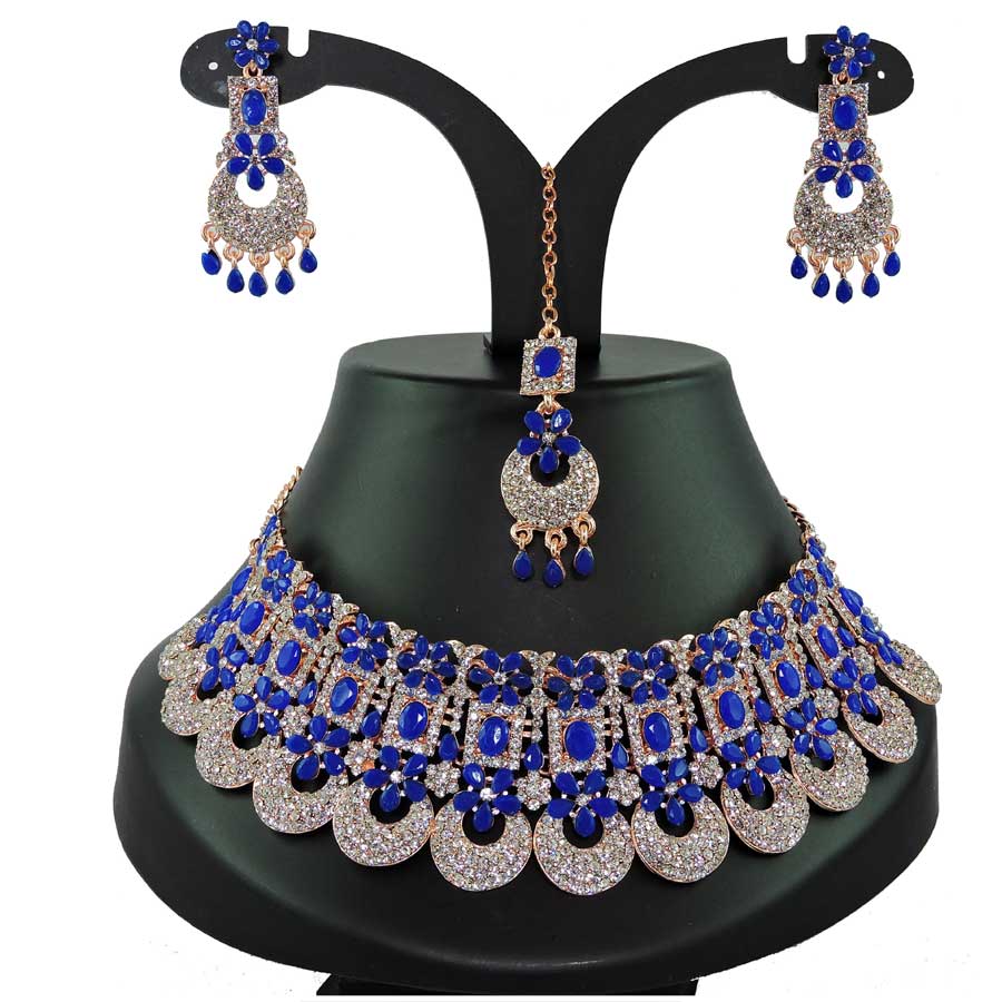 Blue color Metal Alloy metal Necklace : 1841791