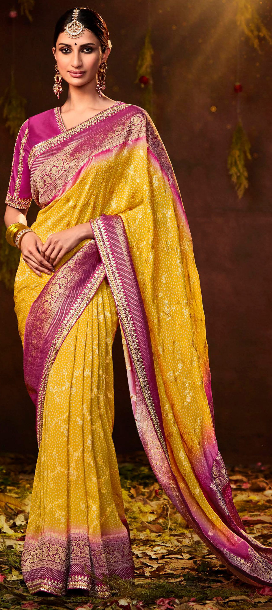 Festive, Reception, Wedding Yellow color Silk fabric Saree : 1842352