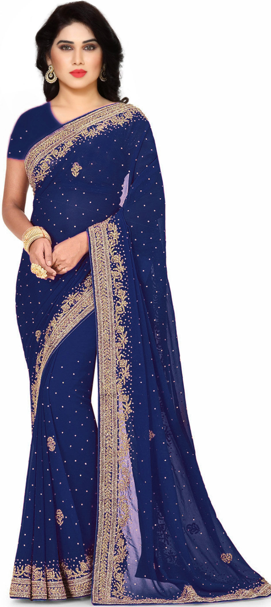 Bridal, Wedding Blue color Georgette fabric Saree : 1843669