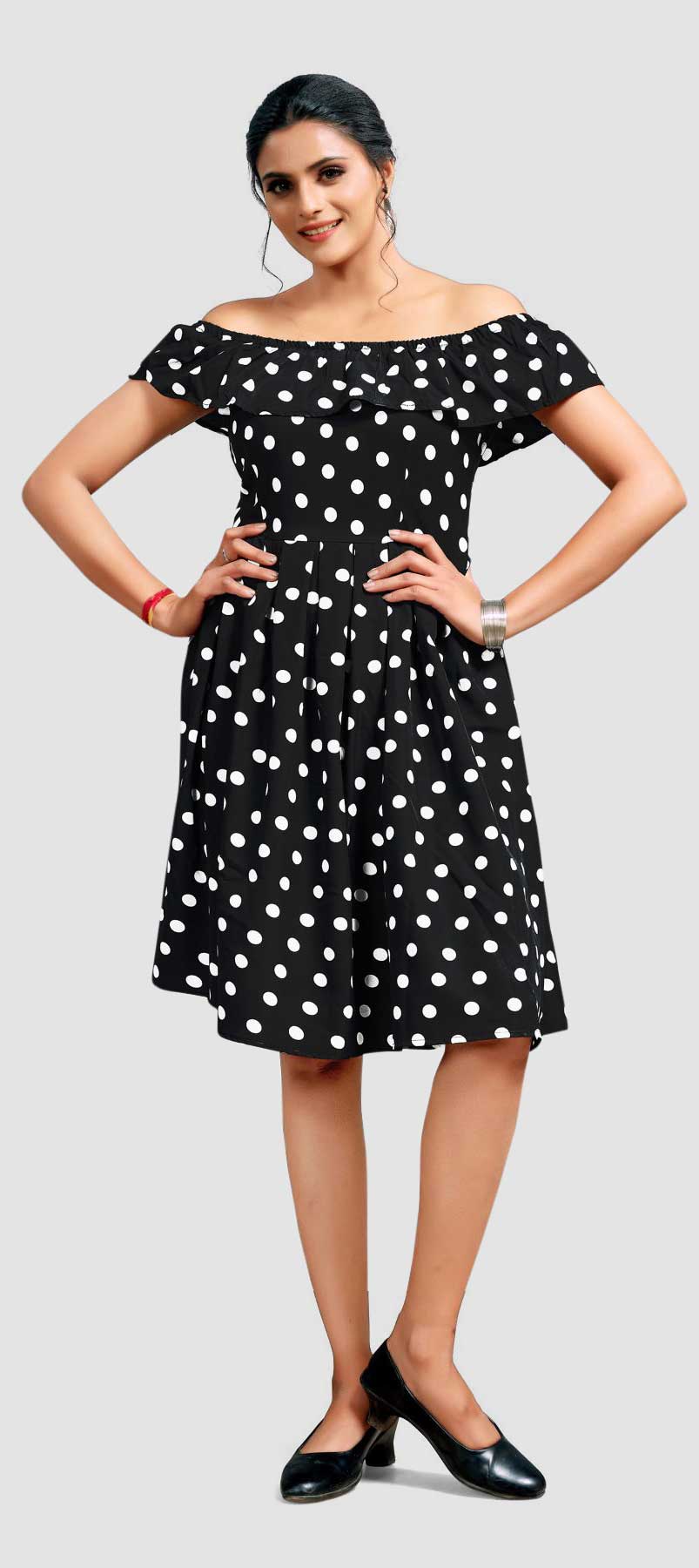 Casual Black and Grey color Crepe Silk fabric Dress : 1845220