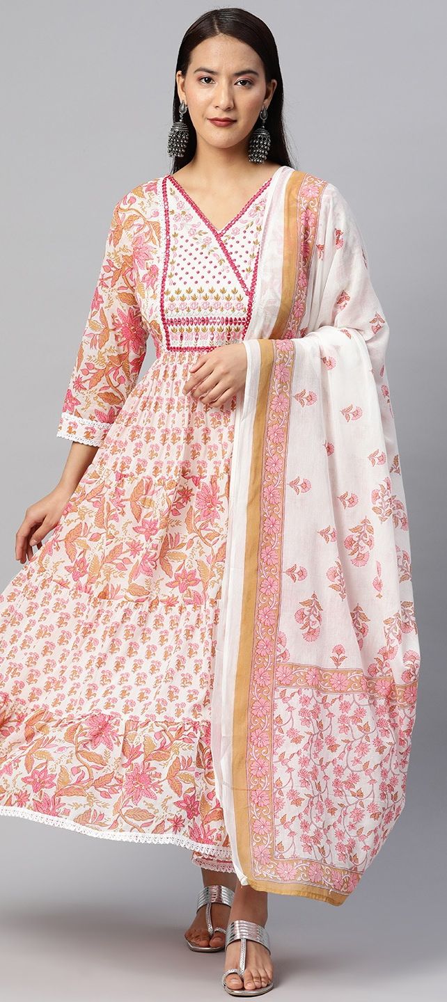 Festive, Party Wear Pink and Majenta, White and Off White color Malmal ...