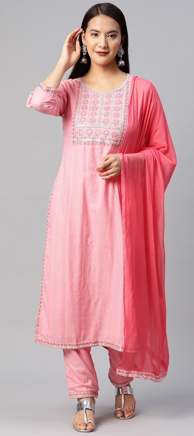 Festive, Party Wear Pink and Majenta color Malmal fabric Salwar Kameez ...