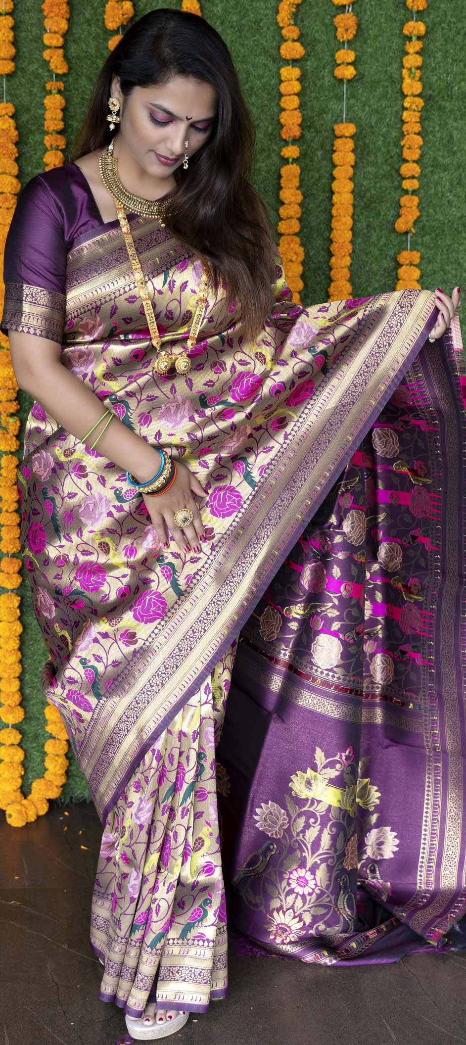 Traditional, Wedding Gold color Banarasi Silk, Silk fabric Saree : 1847404