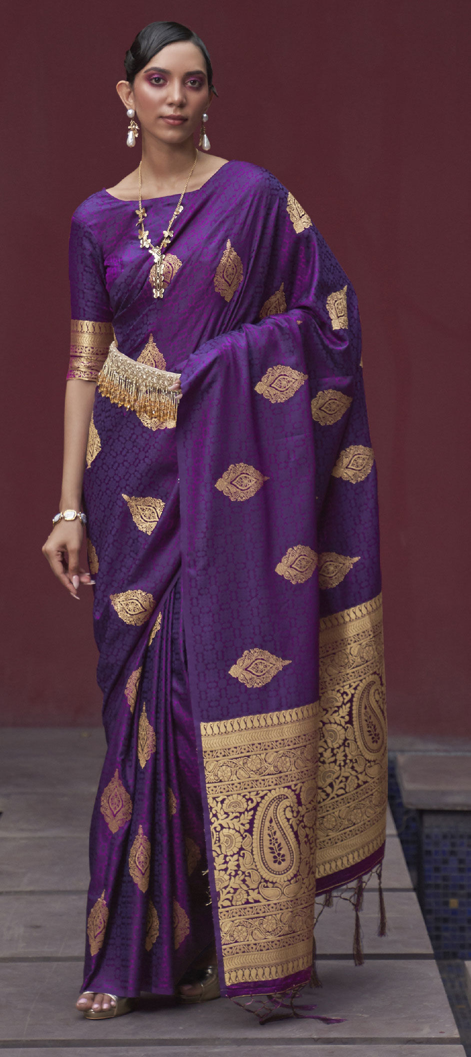 Festive, Traditional Purple and Violet color Naylon Silk fabric Saree ...