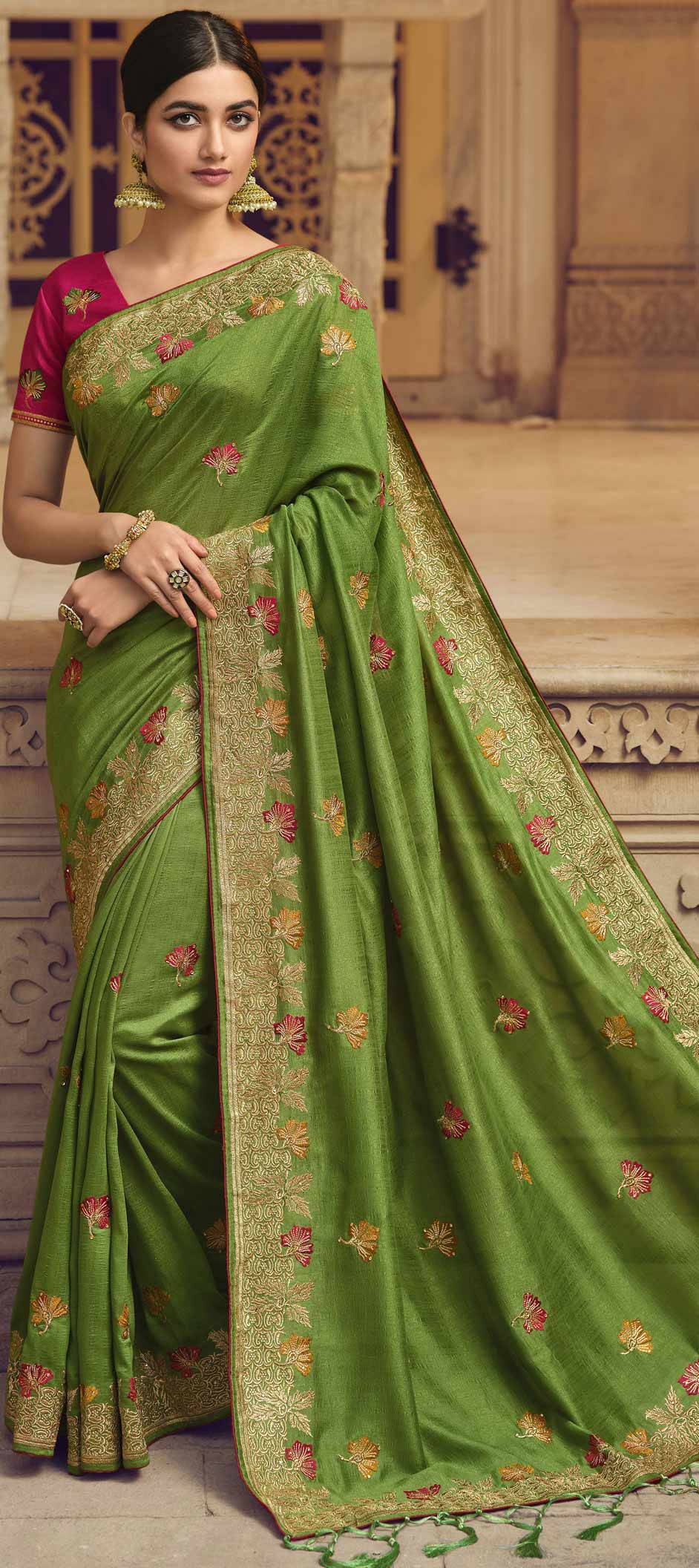 Traditional, Wedding Green color Art Silk, Silk fabric Saree : 1848122