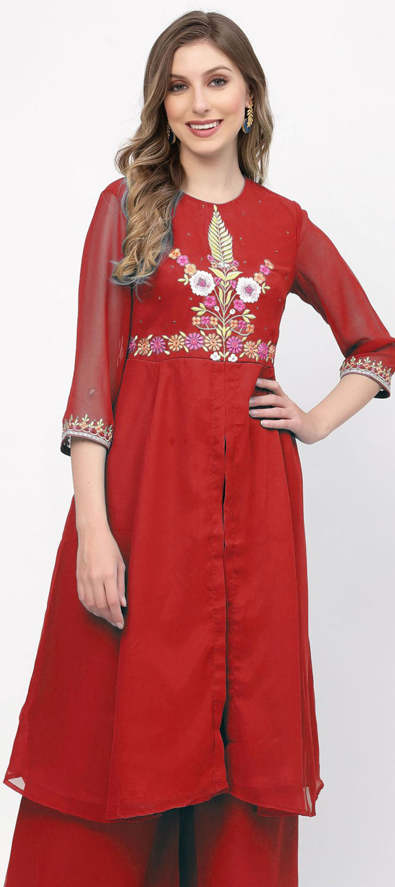Festive, Party Wear Red and Maroon color Georgette fabric Kurti : 1849903