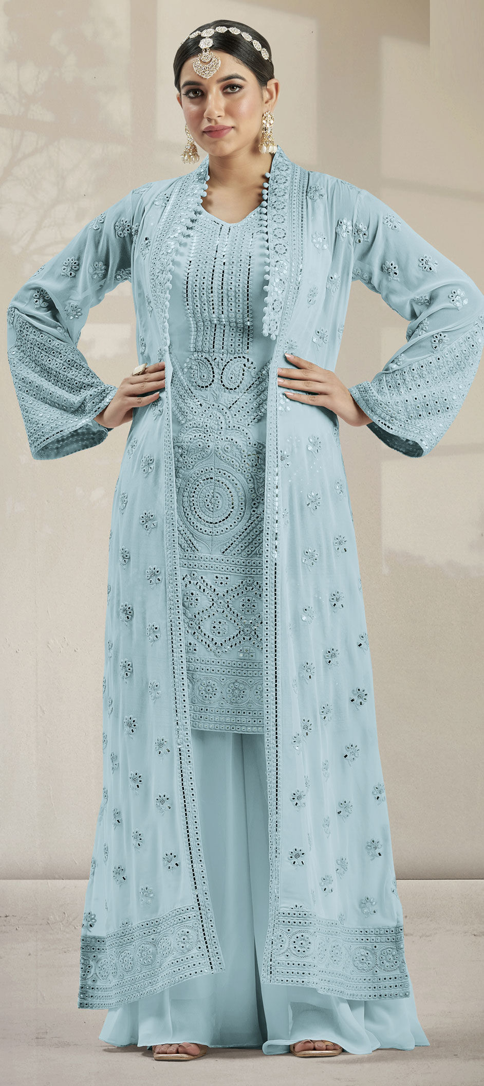 Festive, Party Wear Blue color Georgette fabric Salwar Kameez : 1852074