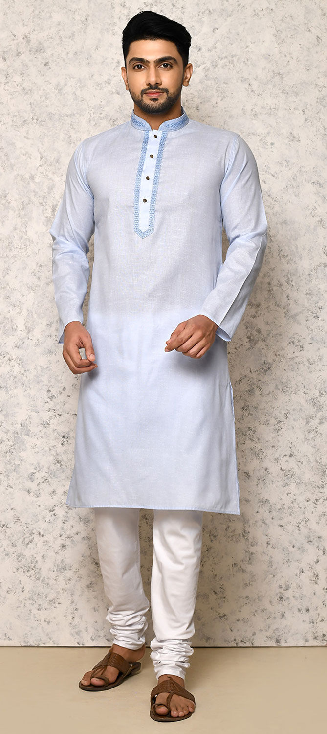 Blue color Cotton fabric Kurta Pyjamas : 1853698