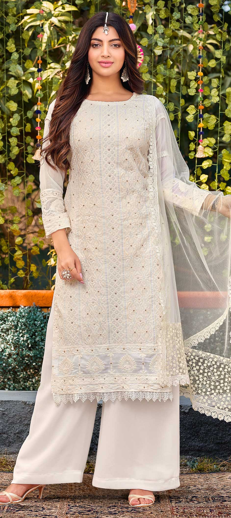 Festive, Reception White and Off White color Georgette fabric Salwar ...