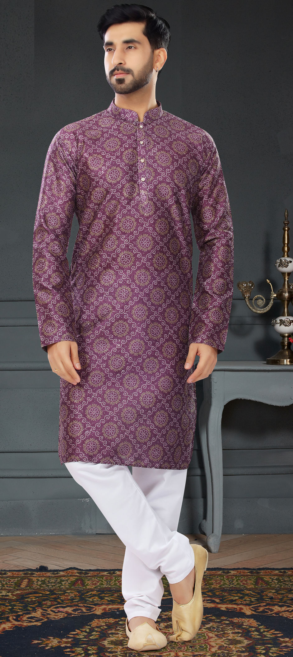Purple and Violet color Art Silk fabric Kurta Pyjamas : 1854746