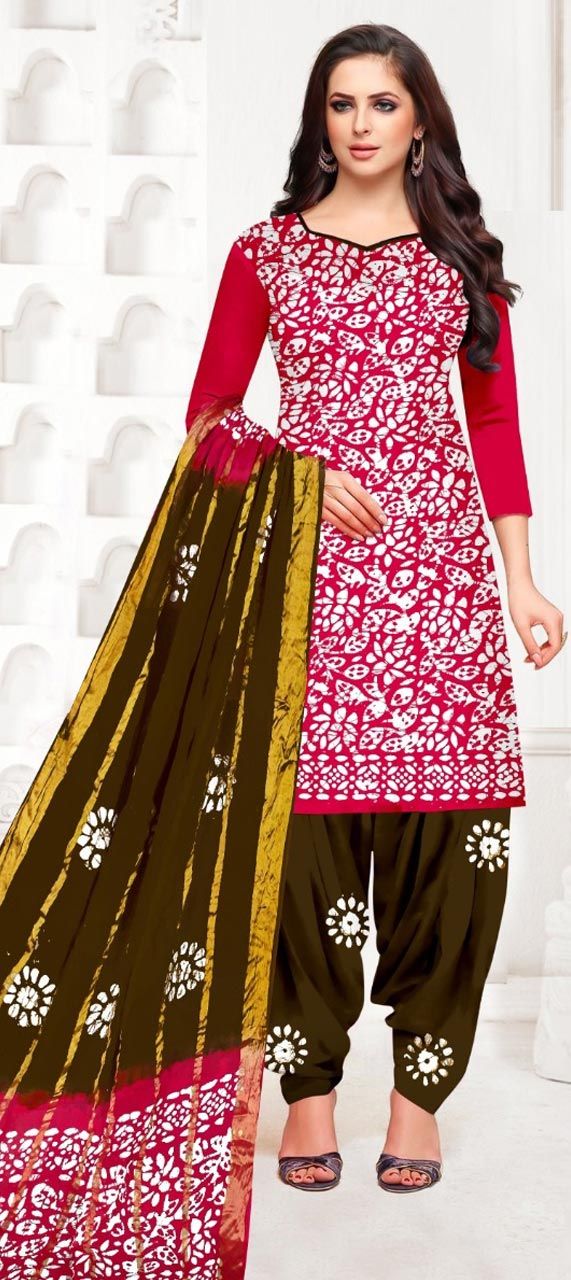Casual Pink and Majenta color Cotton fabric Salwar Kameez : 1855004