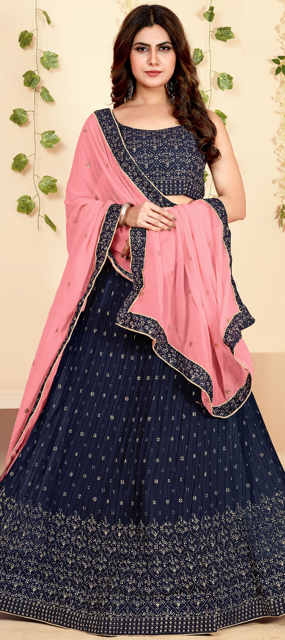 Festive Blue color Georgette fabric Lehenga : 1855037