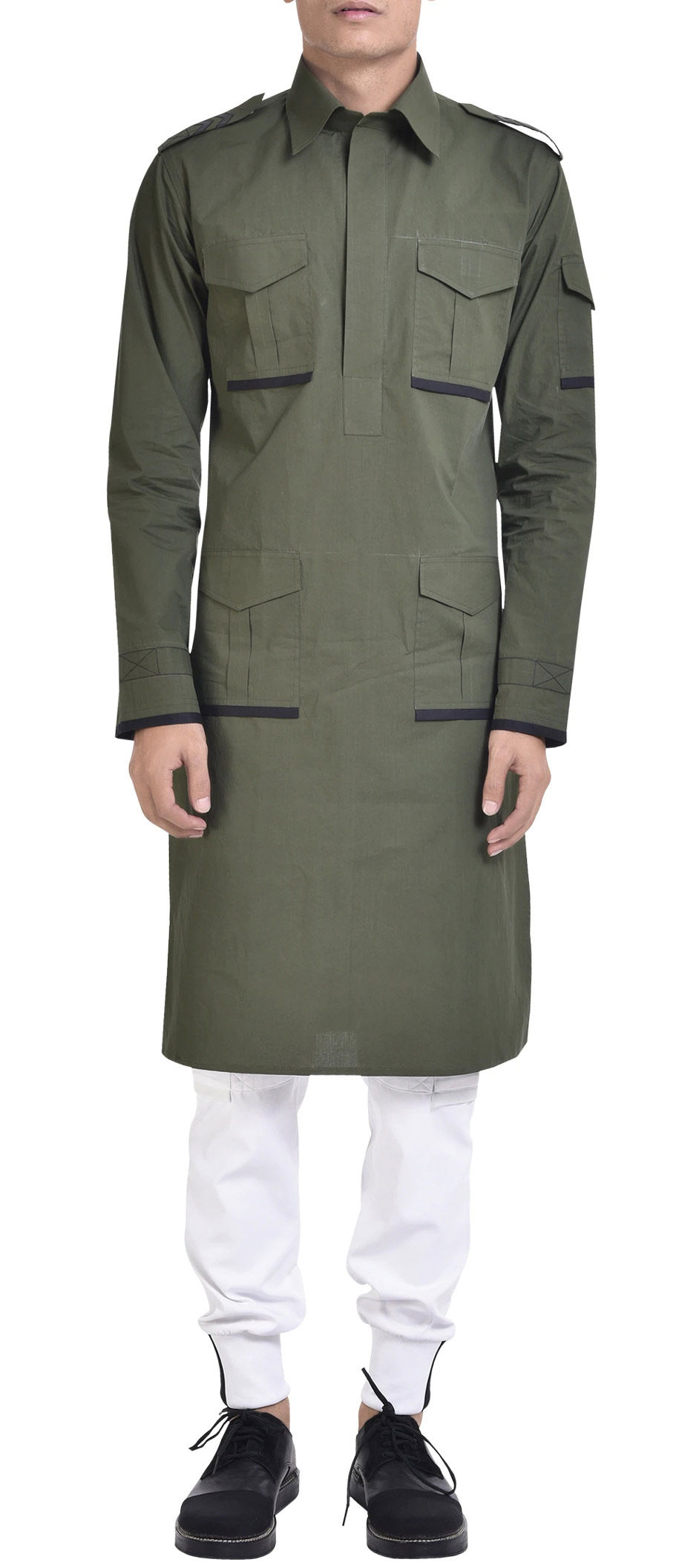 Green color Blended Cotton fabric Pathani Suit : 1857484