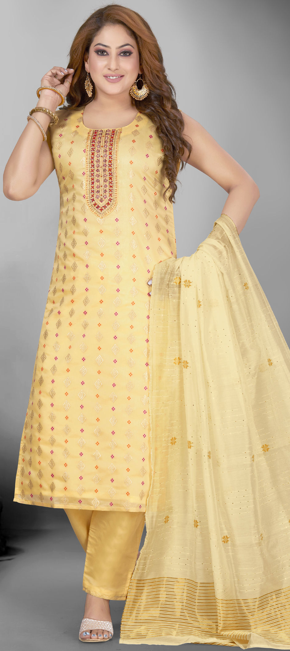 Festive, Party Wear Yellow color Silk fabric Salwar Kameez : 1858634