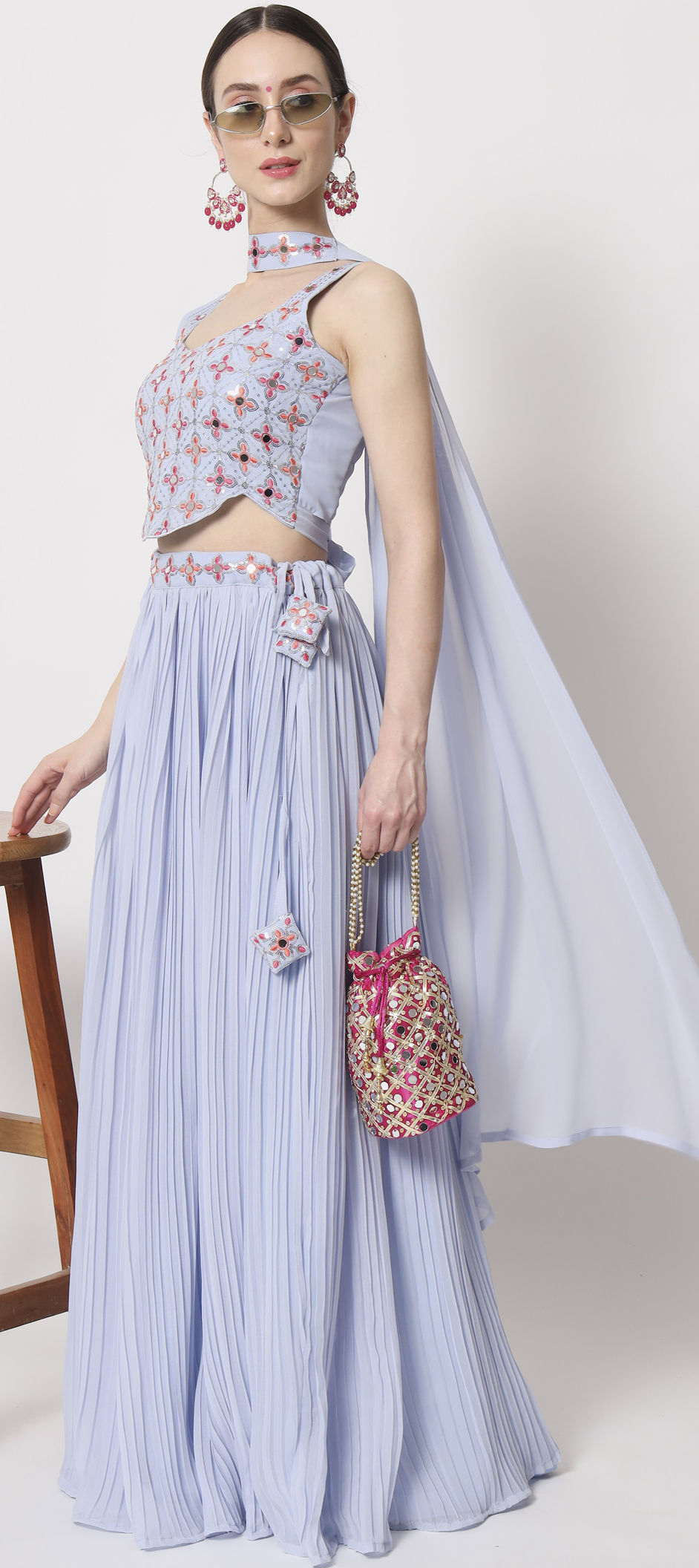 Designer, Reception, Wedding Blue color Georgette fabric Lehenga : 1860373