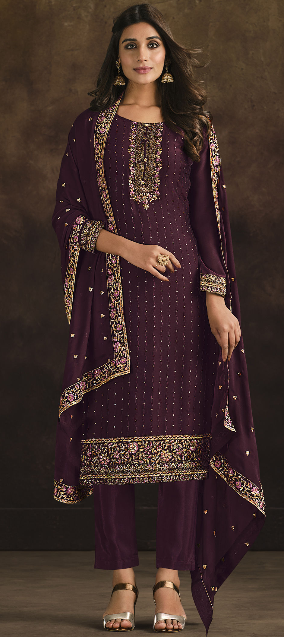 Party Wear, Reception Purple and Violet color Georgette fabric Salwar ...