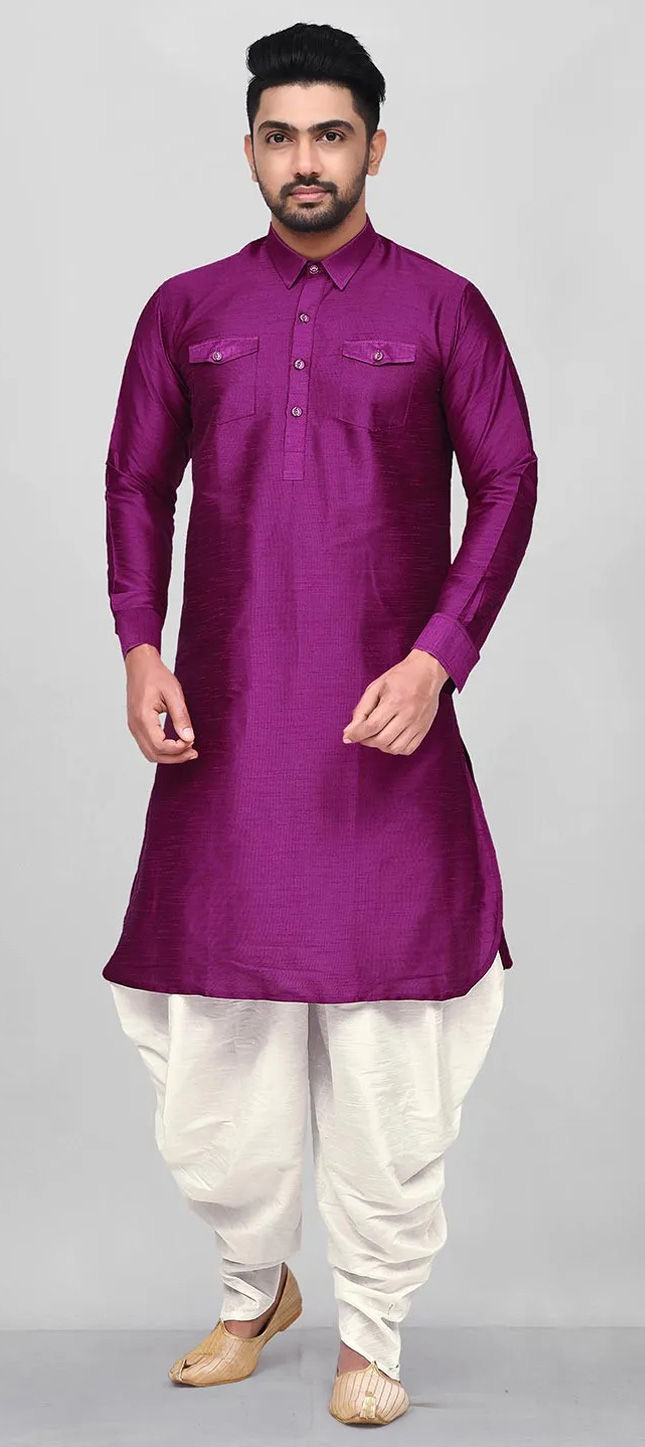 Purple and Violet color Art Silk fabric Pathani Suit : 1862860
