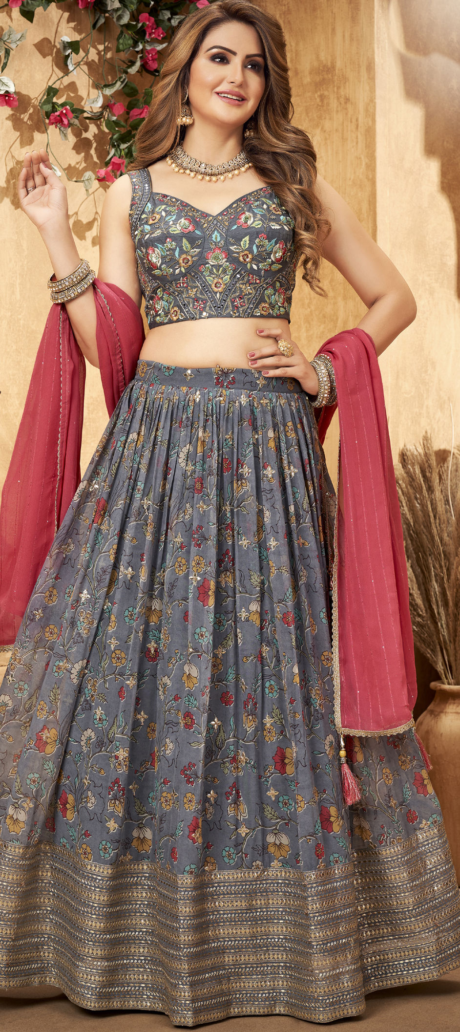 Reception, Wedding Black and Grey color Georgette fabric Ready to Wear ...