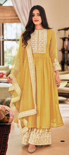 Bollywood Yellow color Georgette fabric Salwar Kameez : 1863940