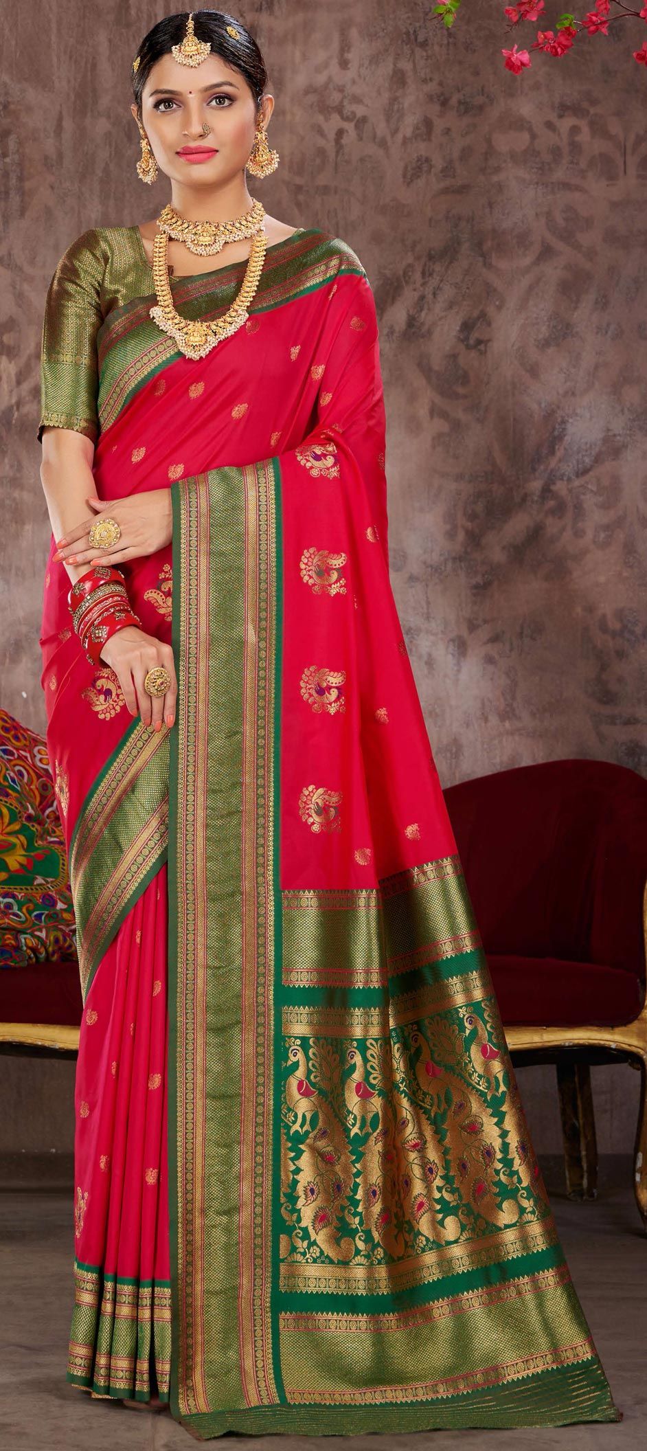 Traditional, Wedding Red and Maroon color Art Silk, Silk fabric Saree ...