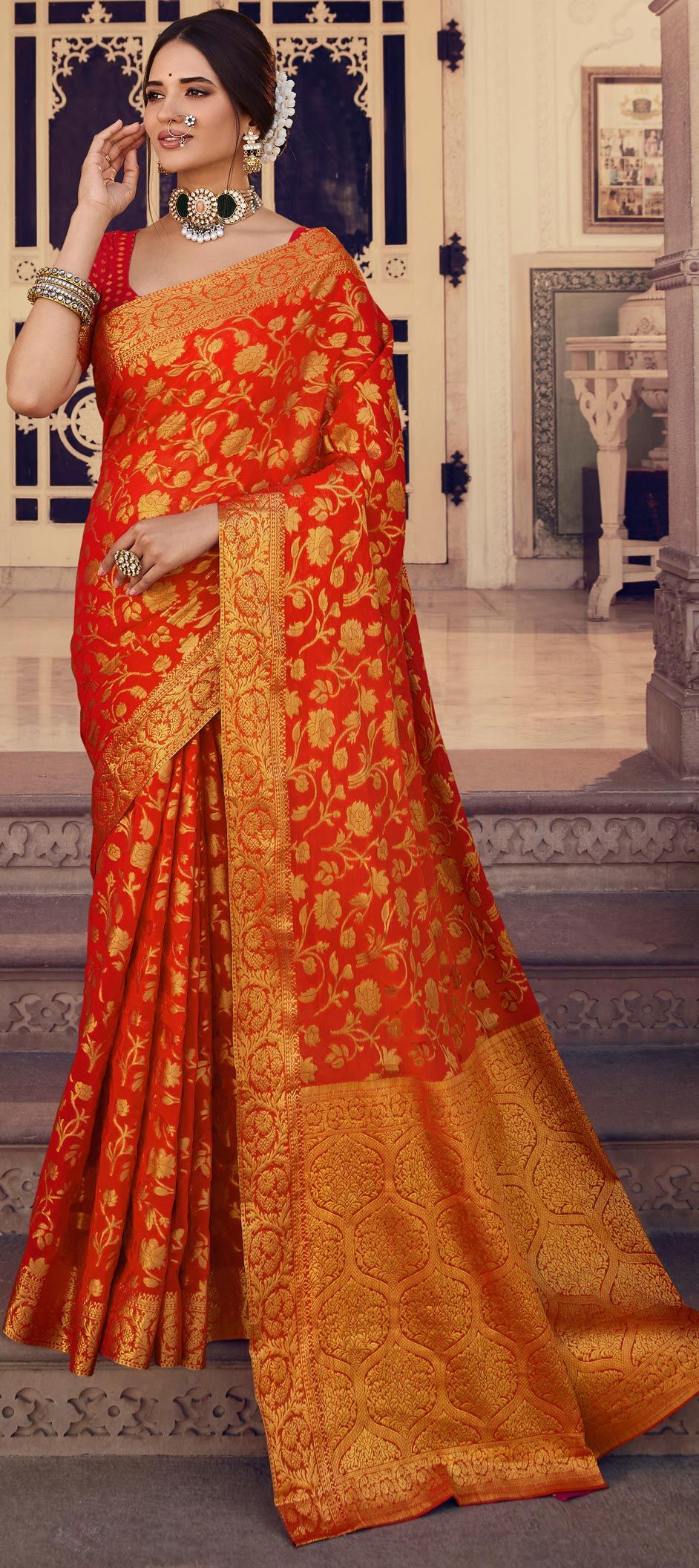 Traditional, Wedding Red and Maroon color Banarasi Silk, Silk fabric ...