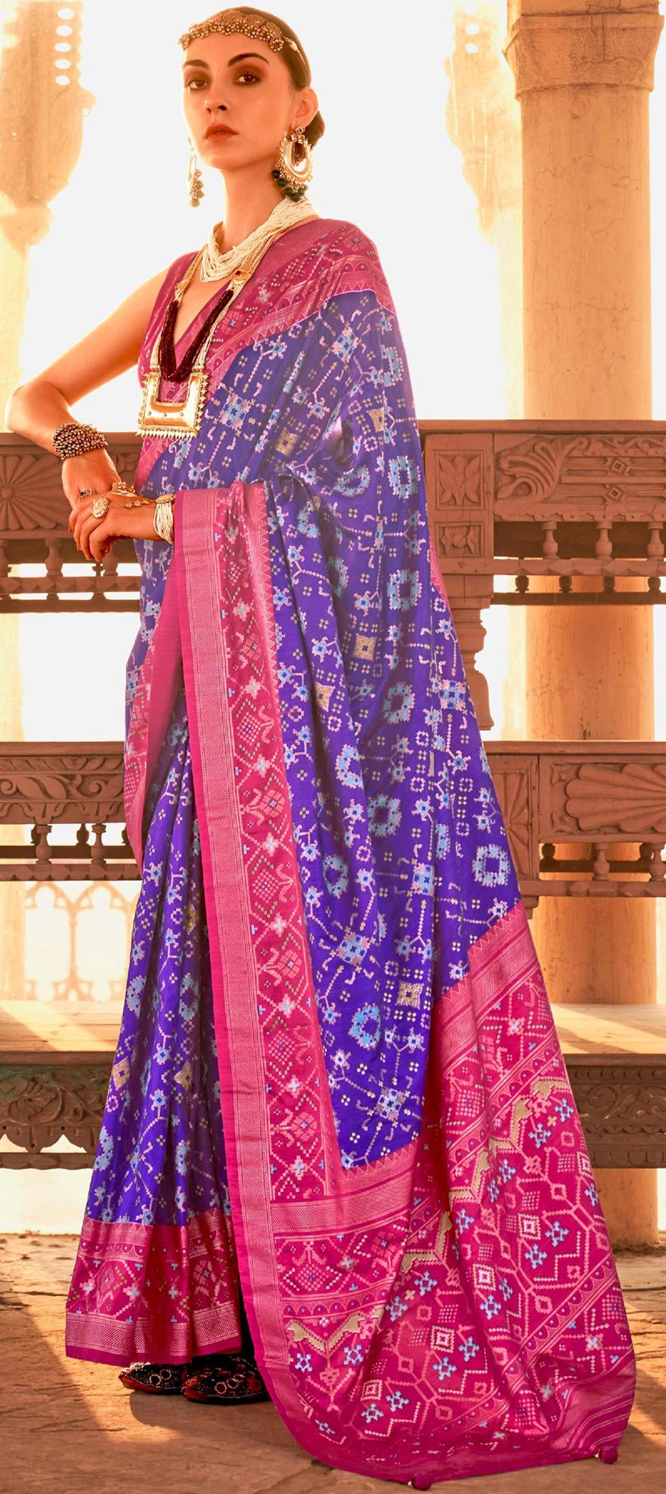 Party Wear, Traditional Purple and Violet color Patola Silk, Silk ...