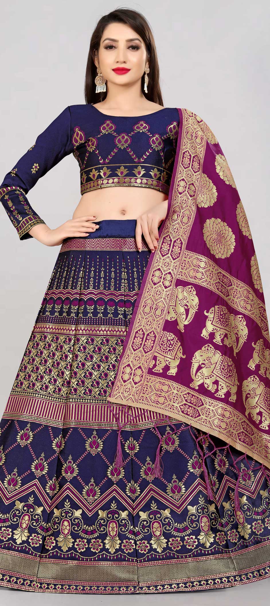Traditional Multicolor color Banarasi Silk fabric Lehenga : 1865513