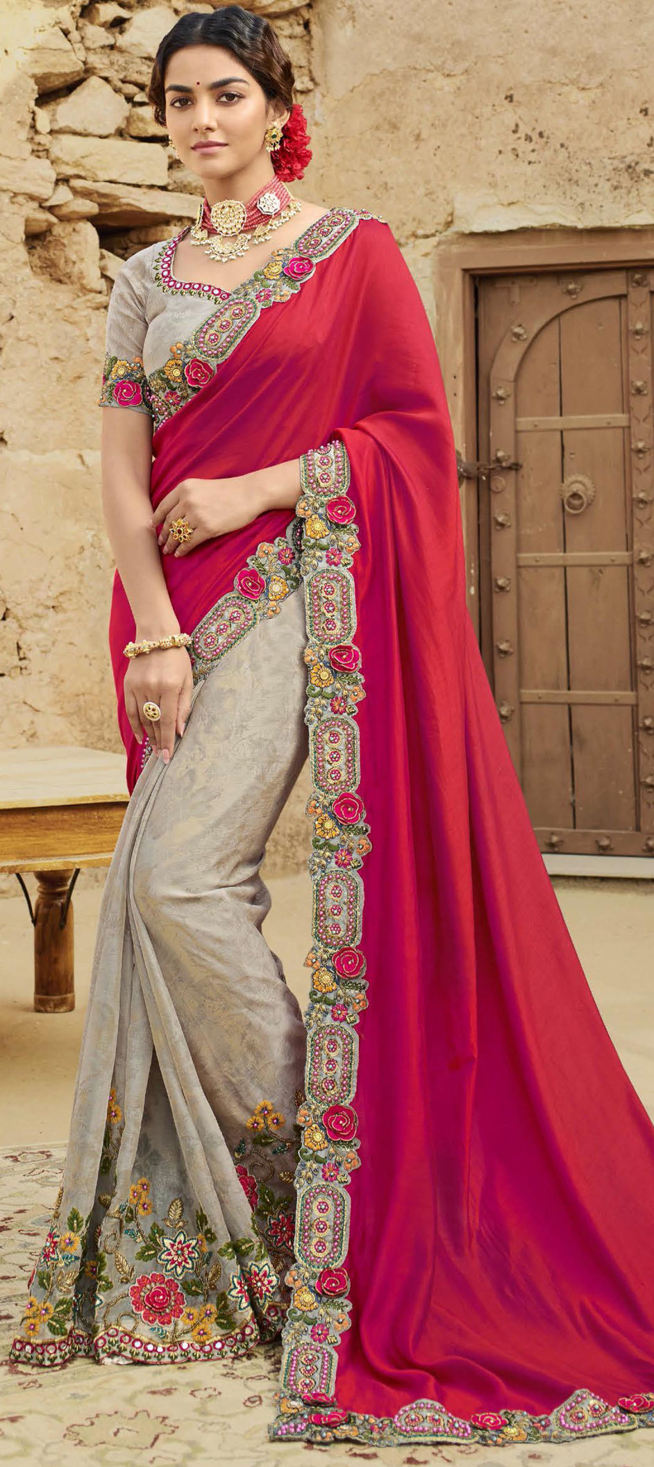 Casual, Reception, Wedding Red and Maroon color Silk fabric Saree : 1866393