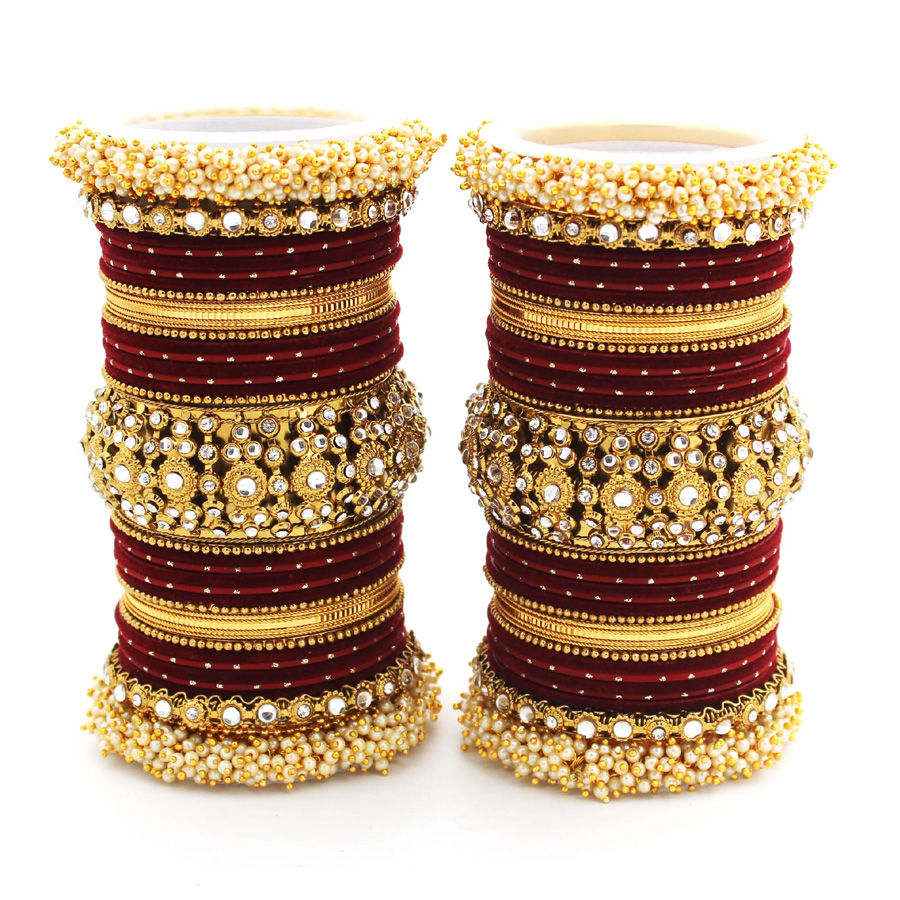 Red and Maroon color Metal Alloy metal Bangles : 1869401
