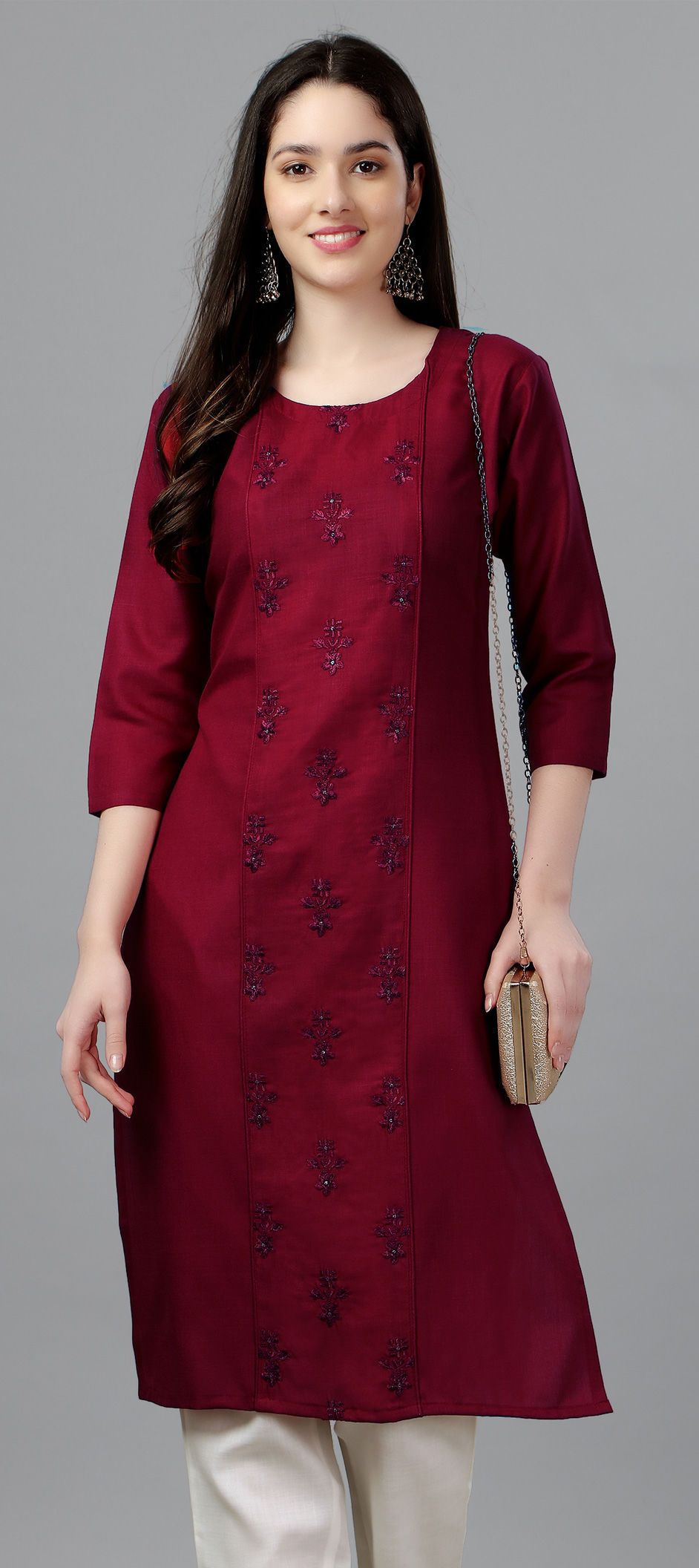 Casual Red and Maroon color Cotton fabric Kurti : 1869874