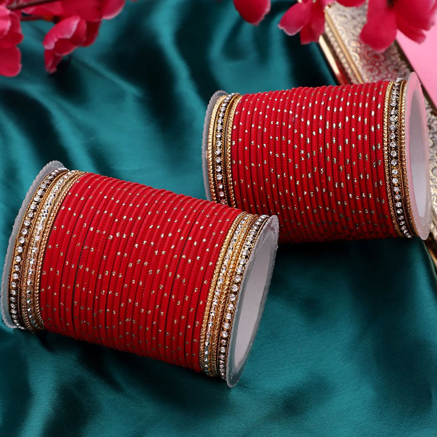 Red and Maroon color Metal Alloy metal Bangles : 1870459