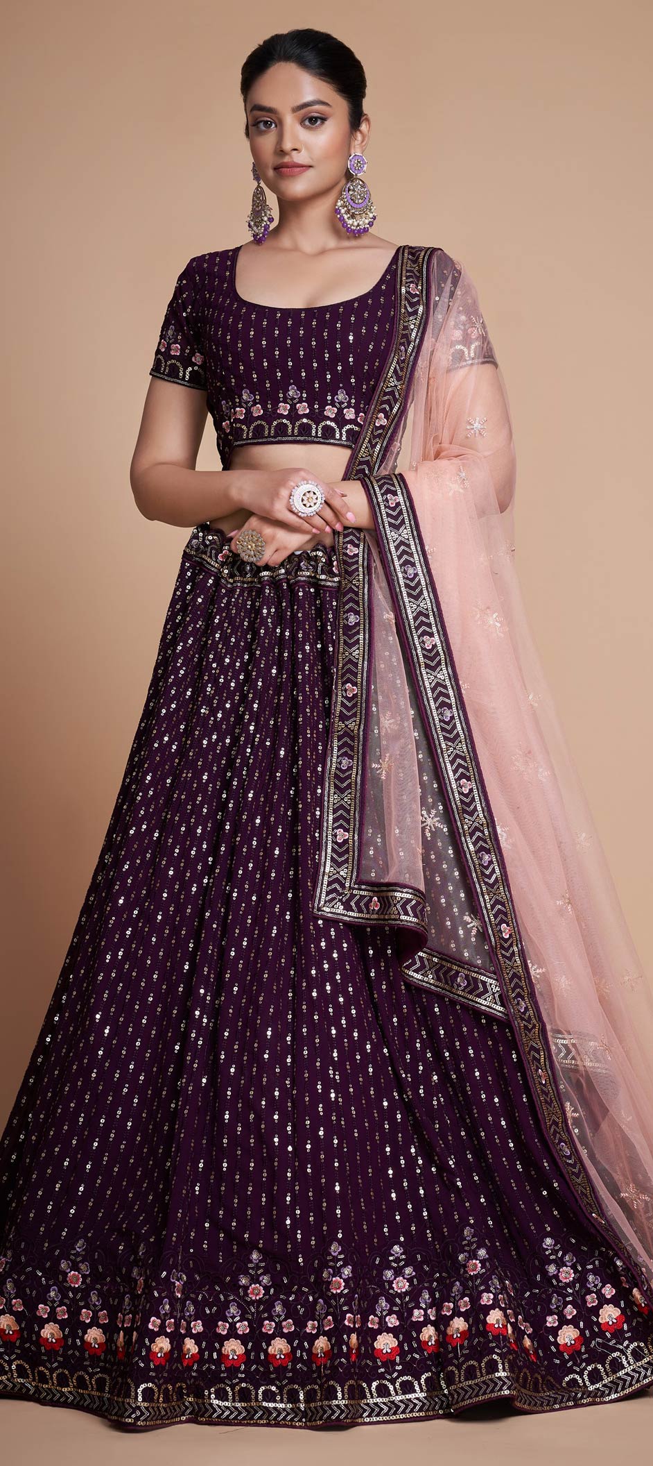 Bridal, Designer, Wedding Purple and Violet color Georgette fabric ...