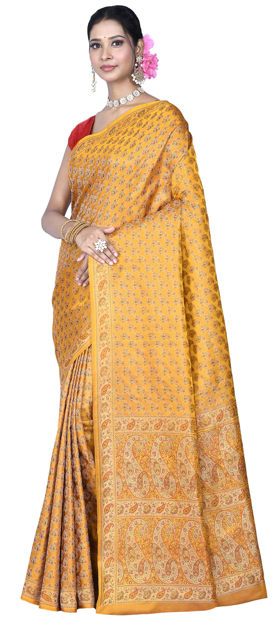 Festive, Party Wear, Wedding Gold color Banarasi Silk, Silk fabric ...