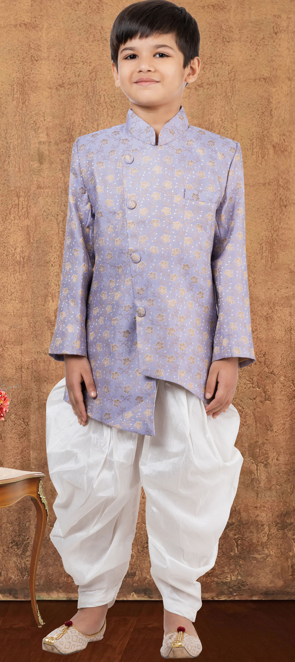 Party Wear Purple and Violet color Jacquard fabric Boys Dhoti Kurta ...