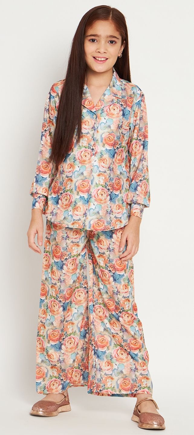 Summer Pink and Majenta color Cotton fabric Girls Co-ords Set : 1876580