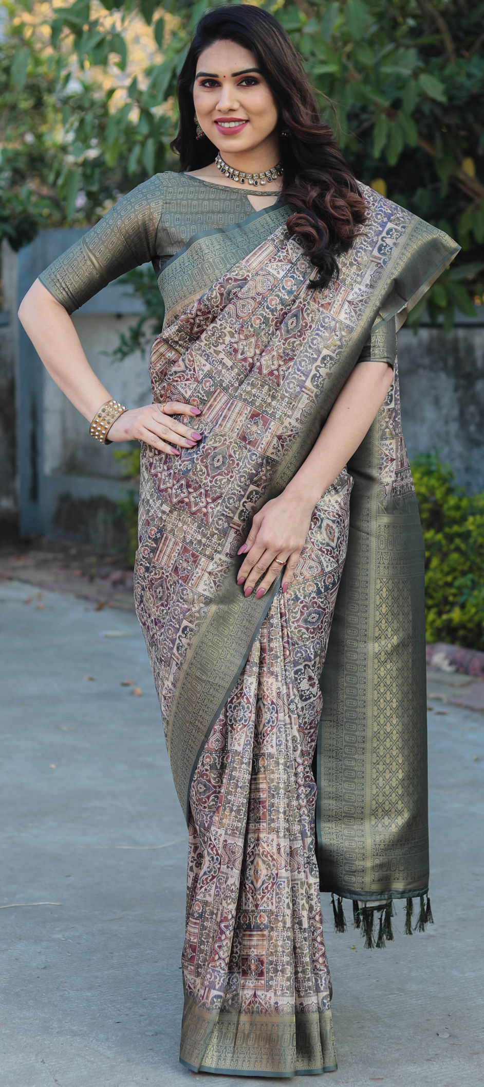 Party Wear, Traditional Multicolor color Banarasi Silk, Silk fabric ...