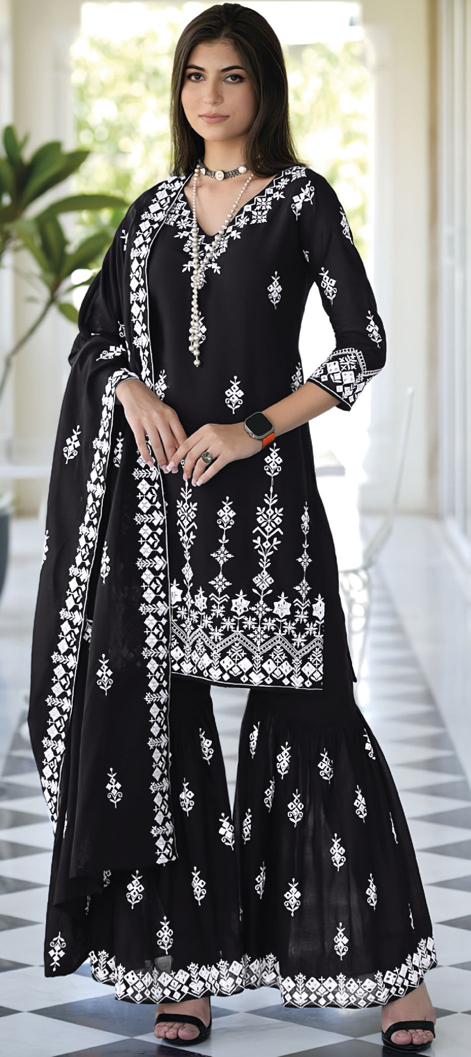 Mehendi Sangeet, Reception Black and Grey color Malmal fabric Salwar ...