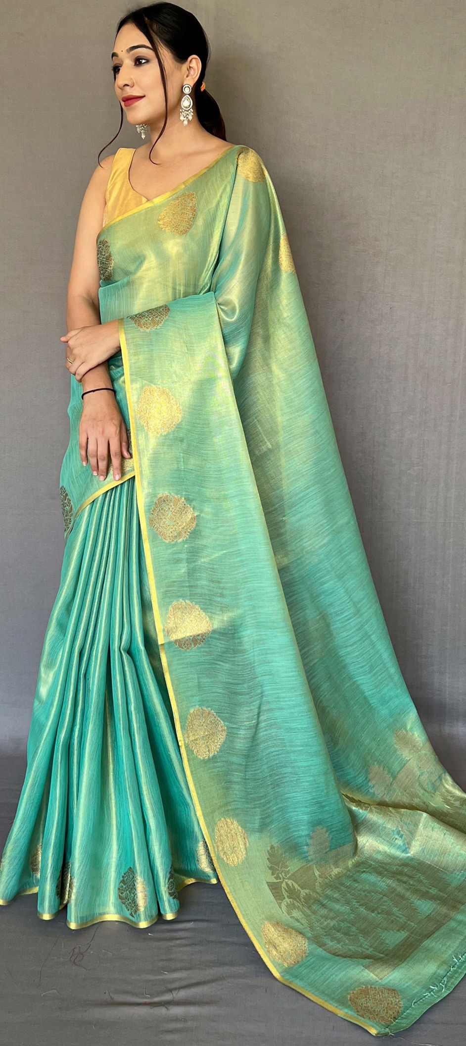 Party Wear, Traditional Blue color Silk, Tissue fabric Saree : 1882898