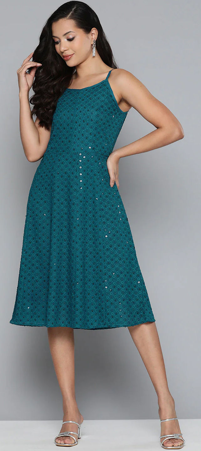 Casual, Party Wear Blue color Rayon fabric Dress : 1883343