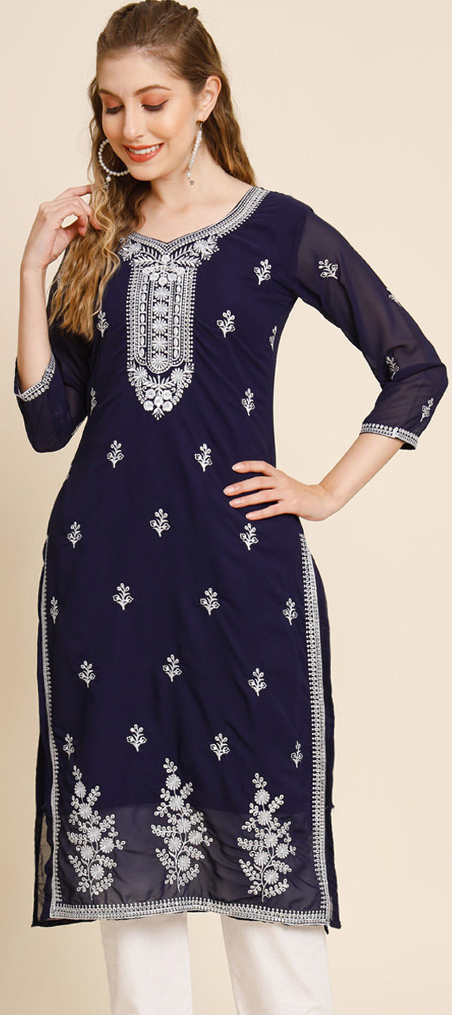 Casual Blue color Georgette fabric Kurti : 1883492