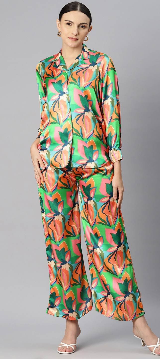 Casual, Summer Multicolor color Satin Silk fabric Co-ords Set : 1887698