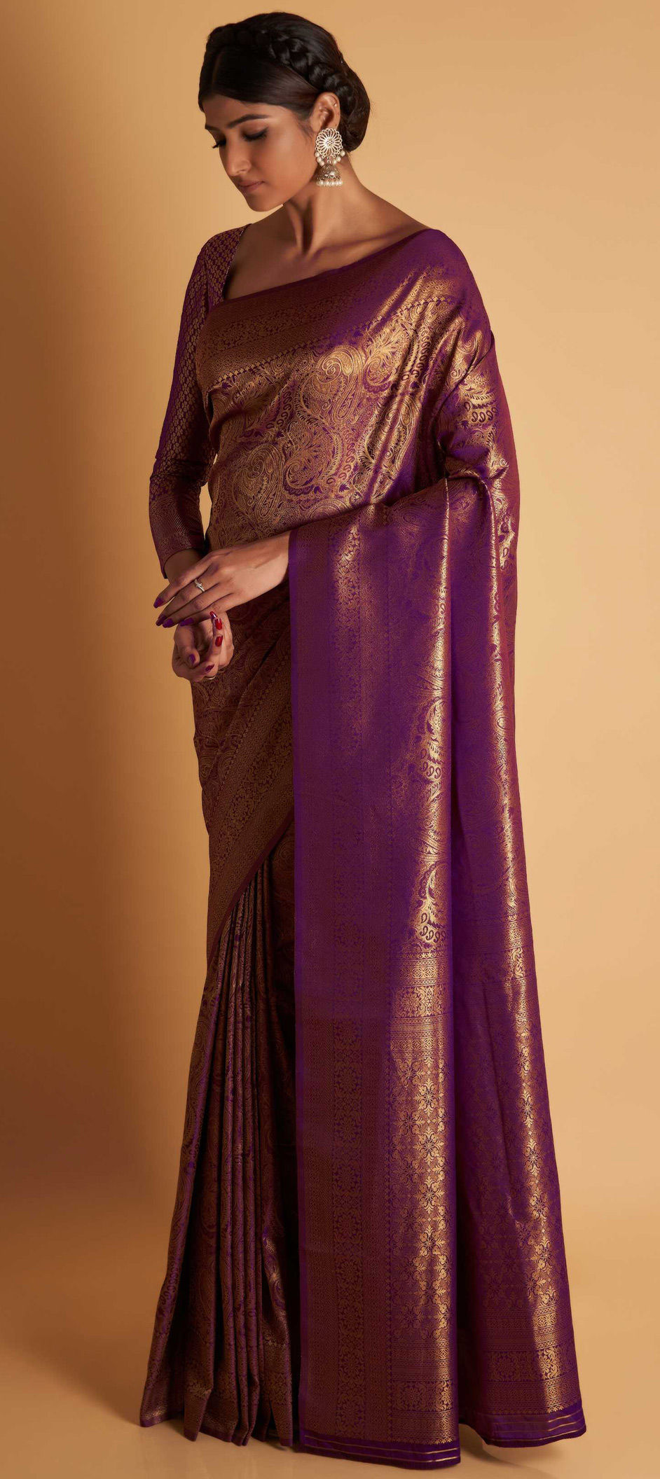 Traditional, Wedding Red and Maroon color Kanjeevaram Silk, Silk fabric ...